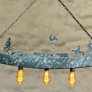 Farmhouse Light Fixture. Cattle. Farm Pendant Light. Cabin Lights ...