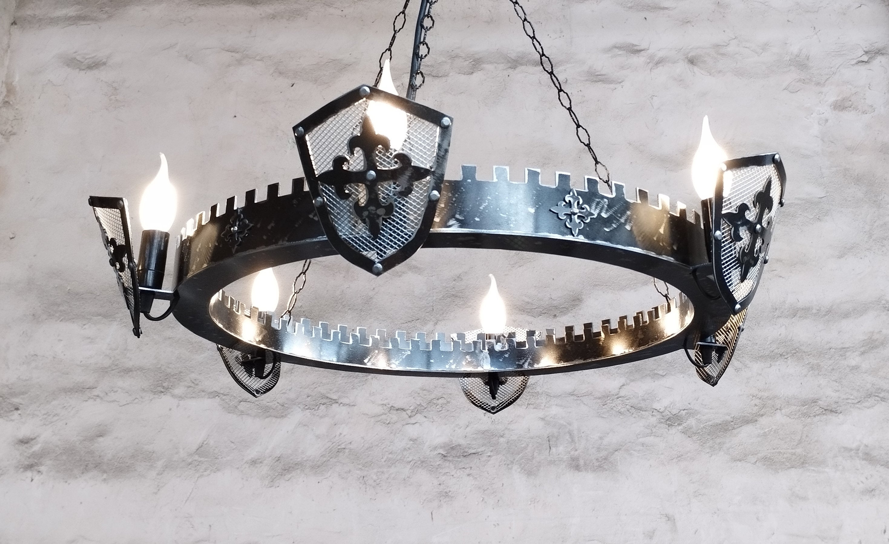 Chandelier Ligthing Medieval Style Iron Chandelier Six - Etsy