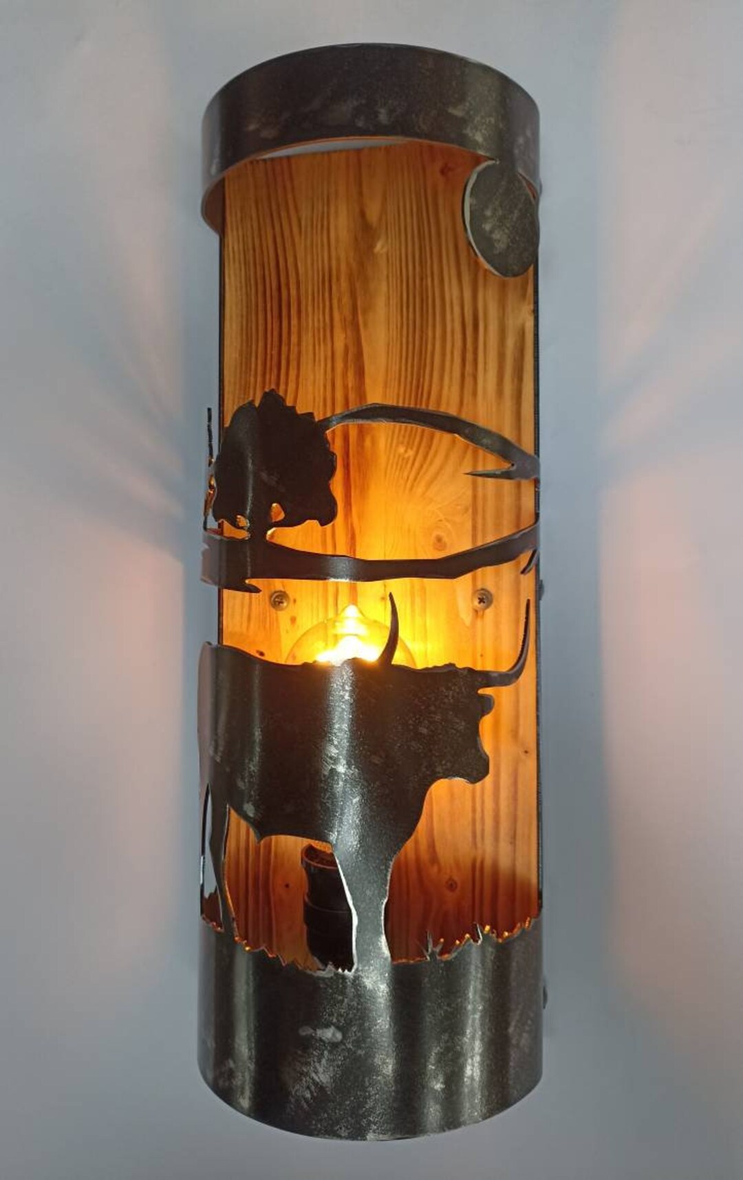 Rustic Wall Light - Longhorn - Cabin Sconce - Log House Lighting ...
