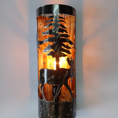 Rustic Wall Light Bear Cabin Sconce Log House Lighting - Etsy