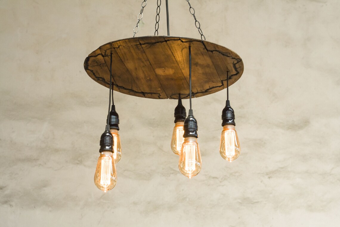 Wine Barrel Pendant Lights. Vintage Rustic 5 Lights Fixture - Etsy