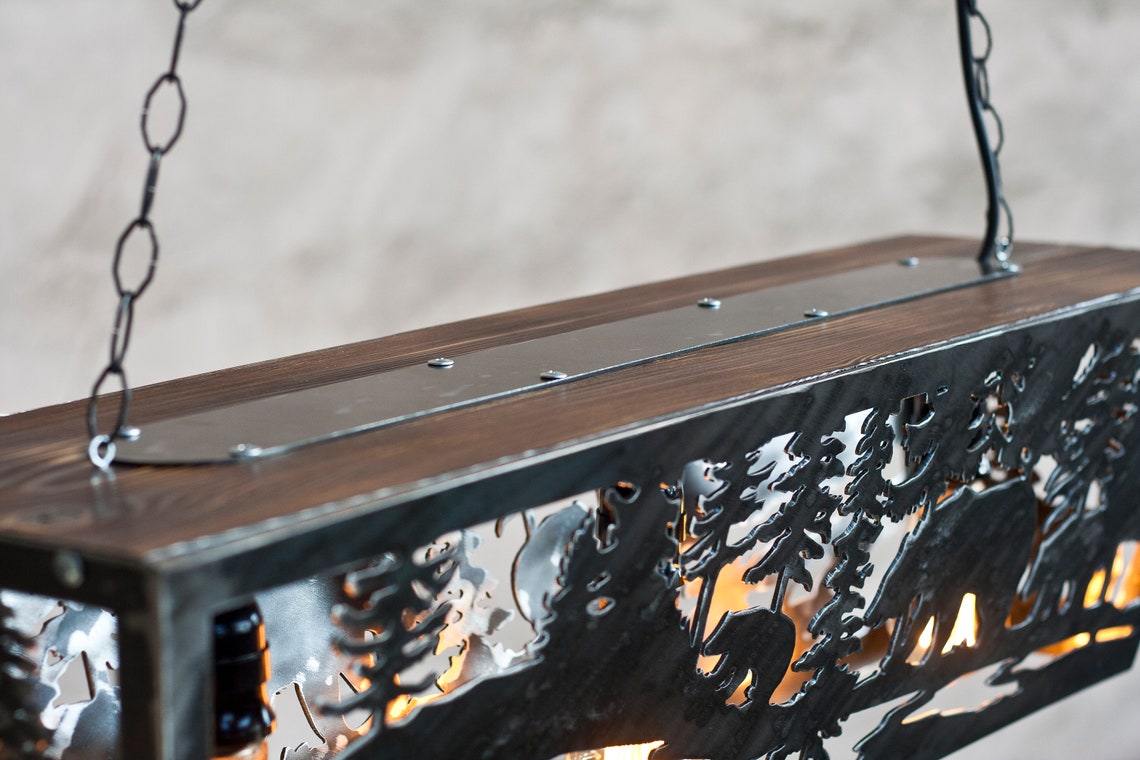 Rustic Ceiling Light - Wildlife Pendant Lights - Cabin Lighting Fixture ...