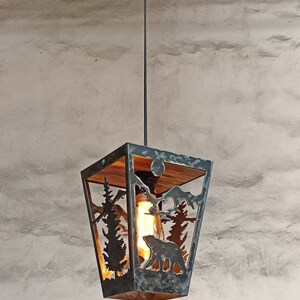 Rustic Pendant Light - Bear - Cabin Ceiling Lights - Log House Lighting ...