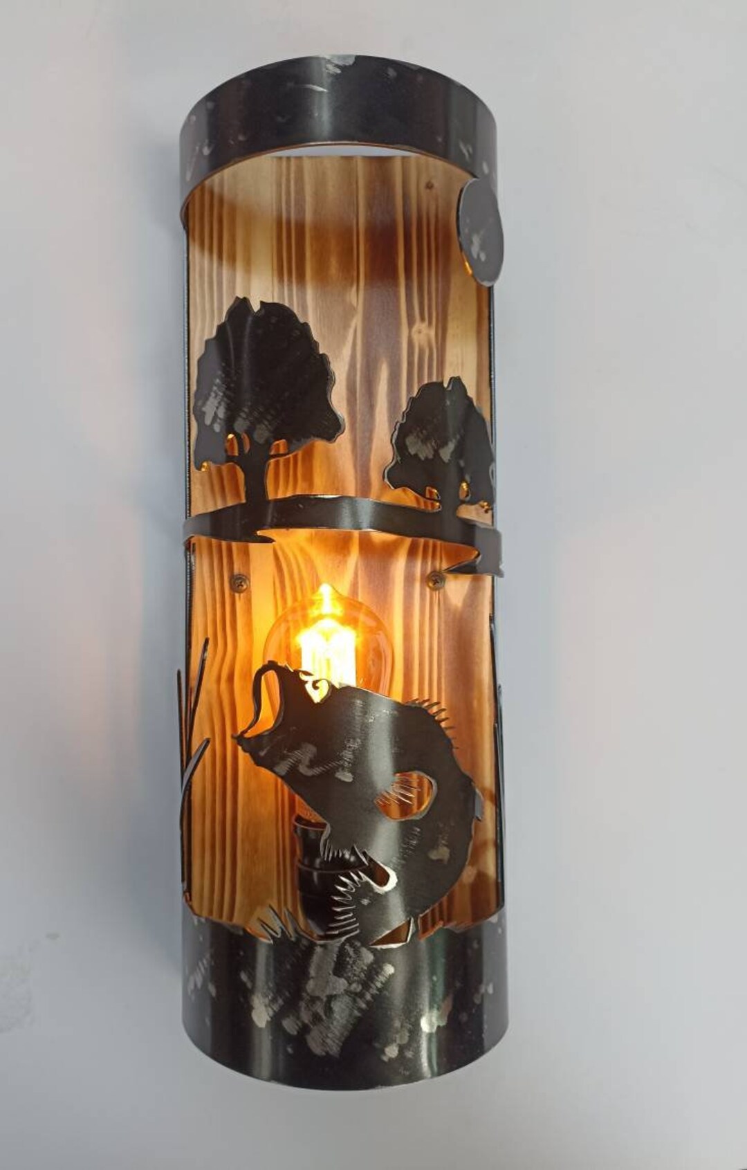 Rustic Wall Light - Bass Fish - Cabin Sconce - Lake House Lighting ...