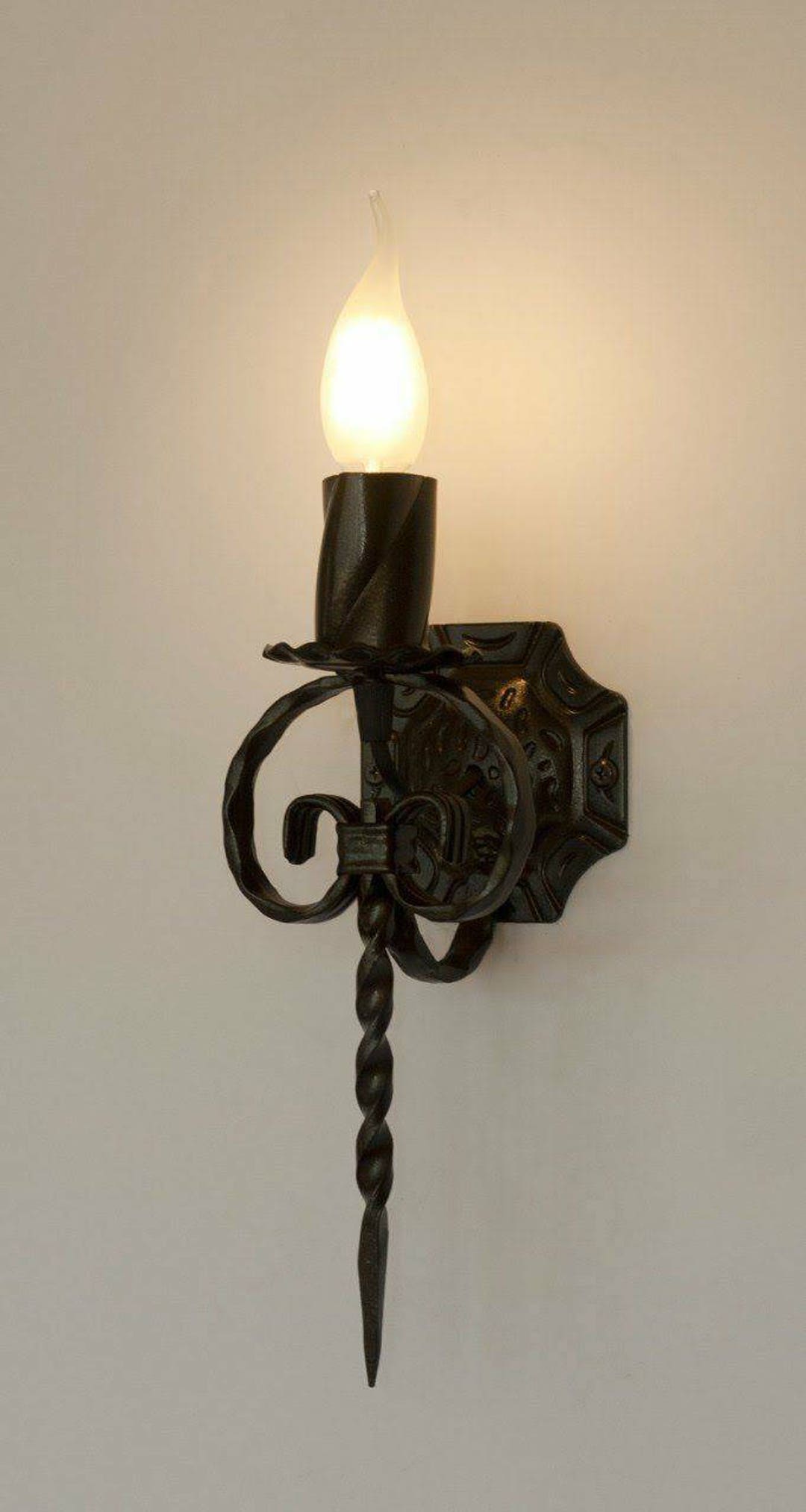 Wrought Iron Wall Sconce: Gothic Medieval Light Fixture - Etsy