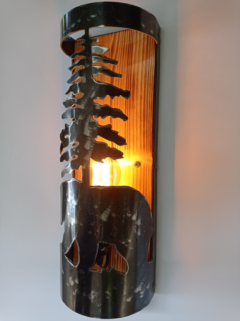 Rustic Wall Light - Bear- Cabin Sconce - Log House Lighting - Lodge ...