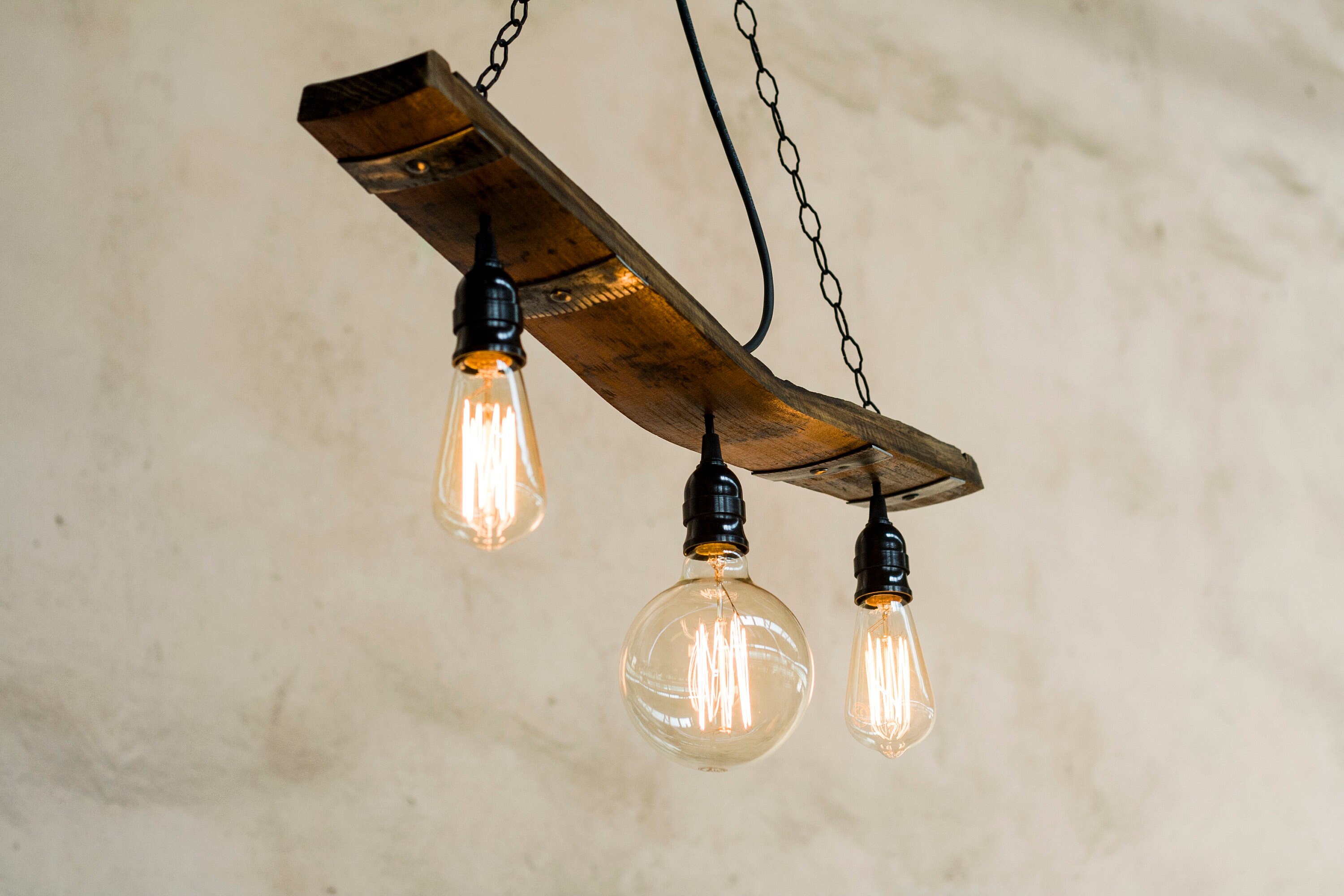 Rustic Pendant Light. Barrel Stave for 3 Lights. - Etsy