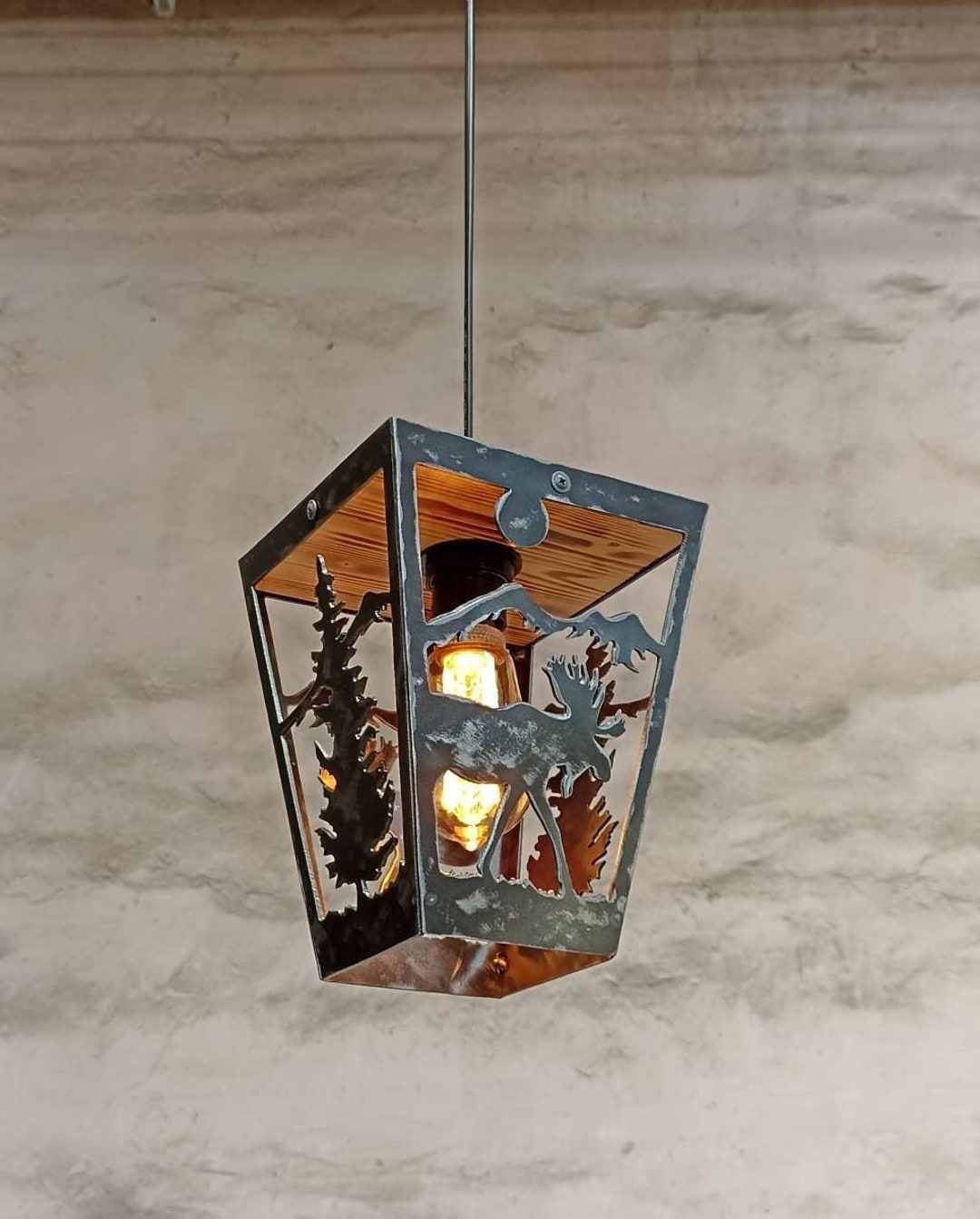 Rustic Pendant Light - Moose - Cabin Ceiling Lights - Log House ...
