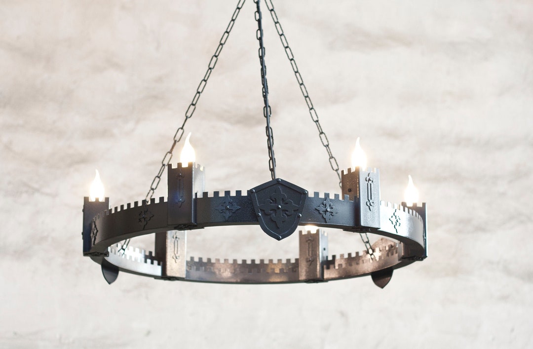 Medieval Castle Iron Chandelier - Black Six-light Ceiling Fixture - Etsy