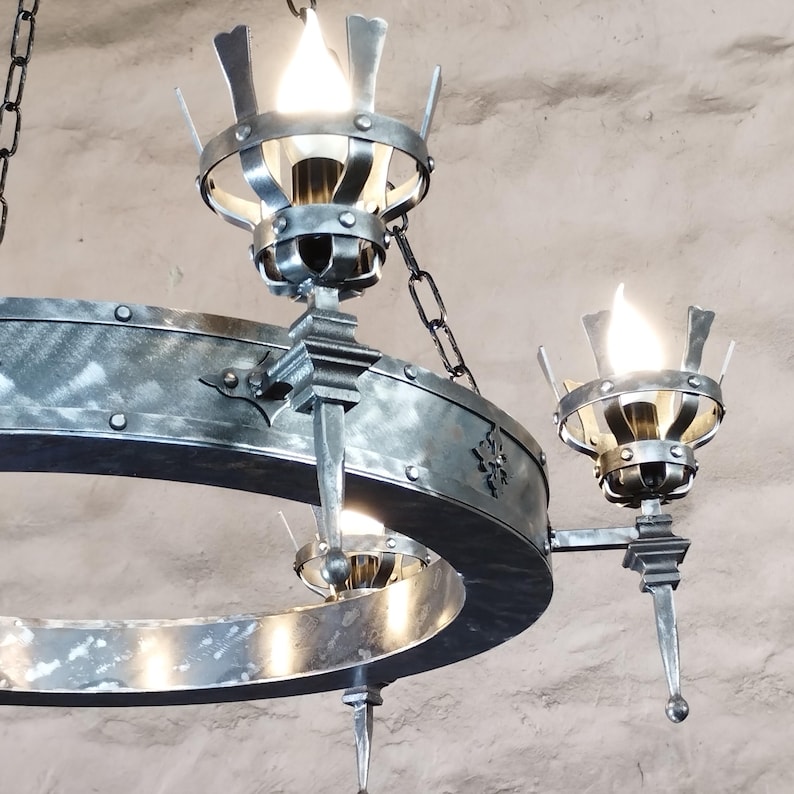 Castle Chandelier Lighting. Medieval Torch Sconce. Iron Ancient Style ...
