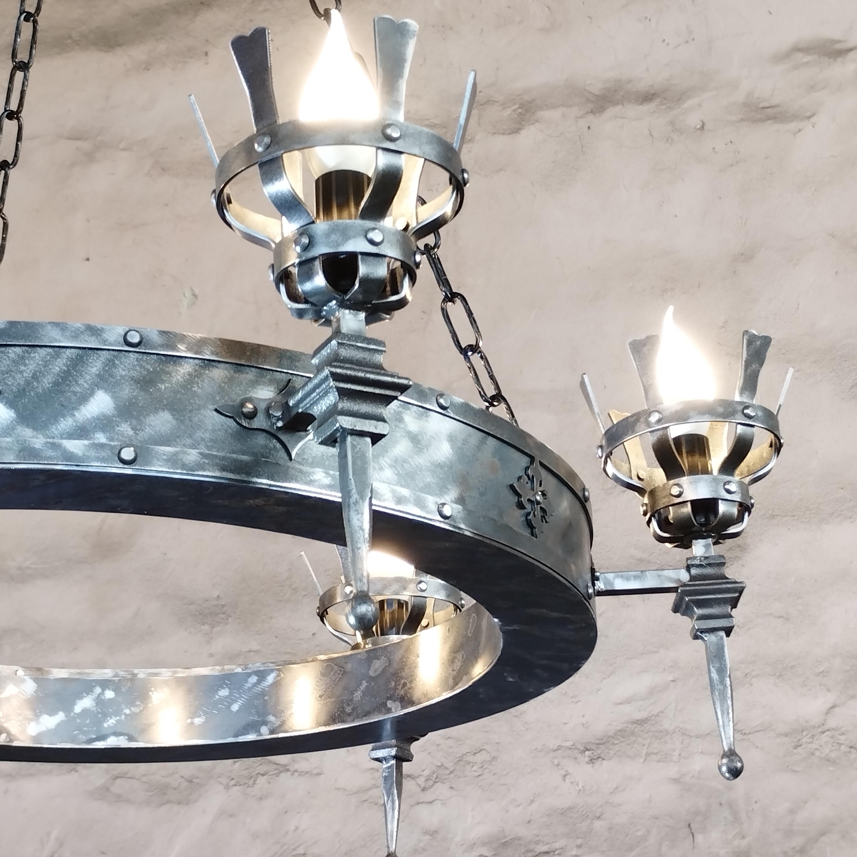 Castle Chandelier Lighting. Medieval Torch Sconce. Iron Ancient Style ...