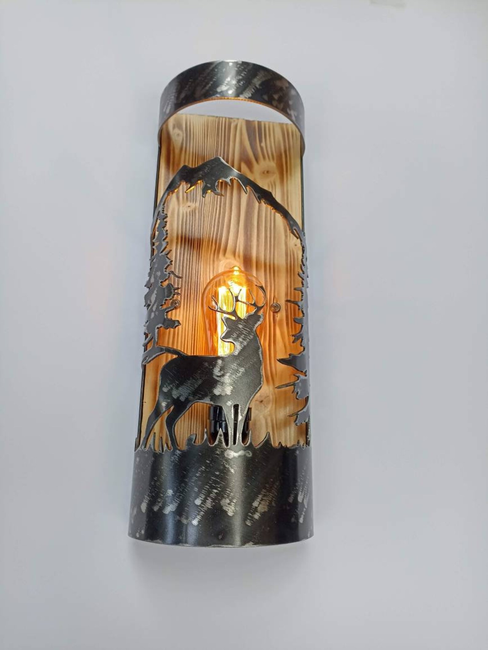 Rustic Wall Light - Whitetail Deer - Cabin Sconce - Log House Lighting ...