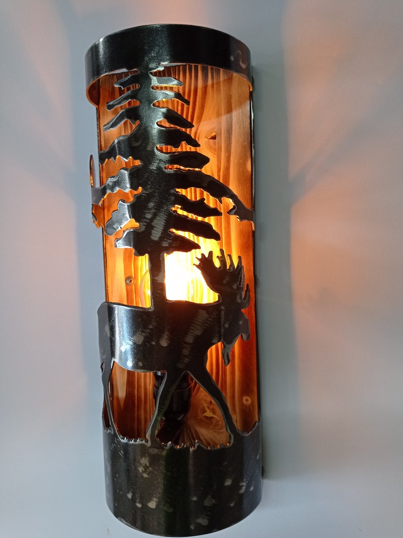 Rustic Wall Light Moose Cabin Sconce Log House Lighting | Etsy