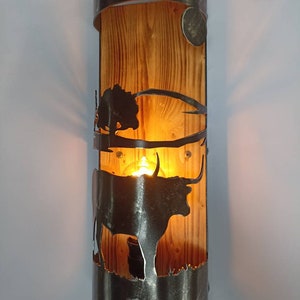 Rustic Wall Light - Longhorn - Cabin Sconce - Log House Lighting ...