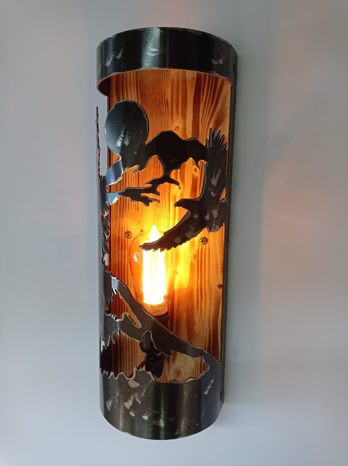 Rustic Wall Light - Eagle - Cabin Sconce - Log House Lighting - Lodge ...