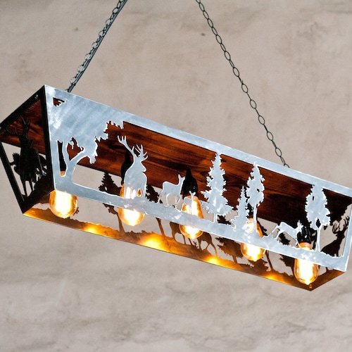 Rustic Ceiling Light Wildlife Pendant Light Cabin Rustic - Etsy