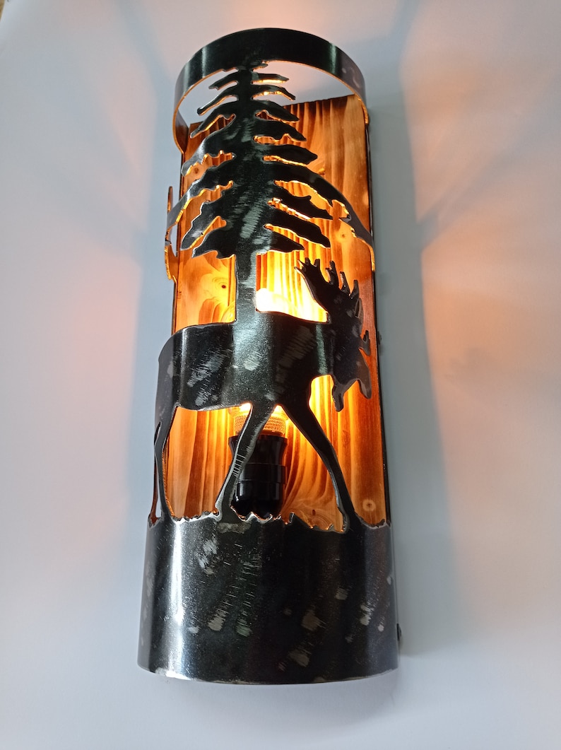 Rustic Wall Light - Moose - Cabin Sconce - Log House Lighting - Lodge ...