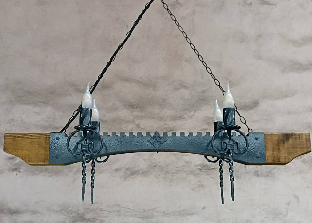 Chandelier Lights. Wrought Iron Lighting Fixture. Rustic Castle Style ...