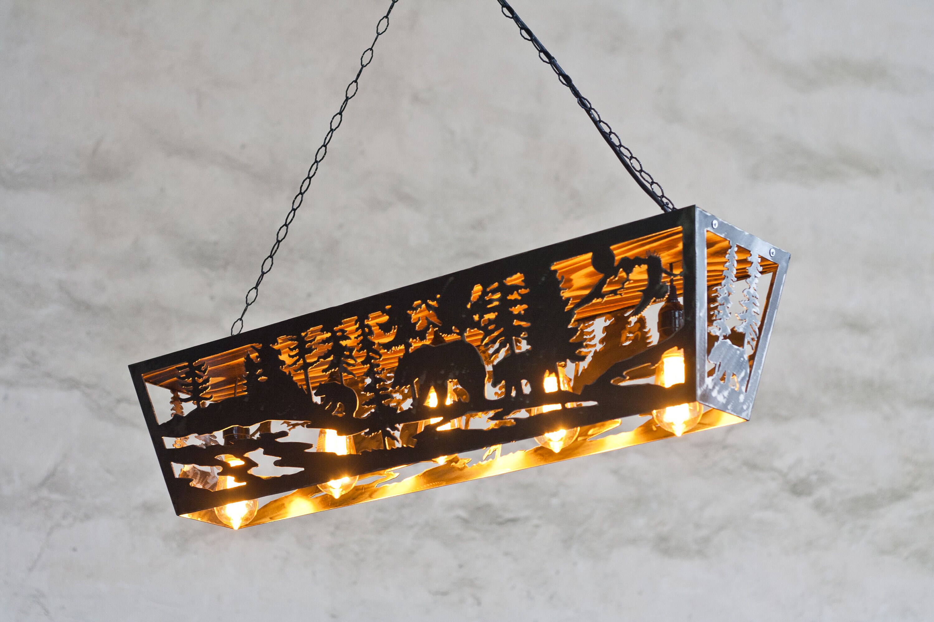Rustic Chandelier, Cabin Lighting Fixture, Farmhouse Dining Room Light ...