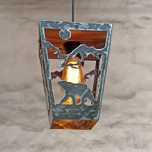 Rustic Pendant Light - Bear - Cabin Ceiling Lights - Log House Lighting ...