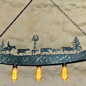 Farmhouse Light Fixture. Cattle. Farm Pendant Light. Cabin Lights ...