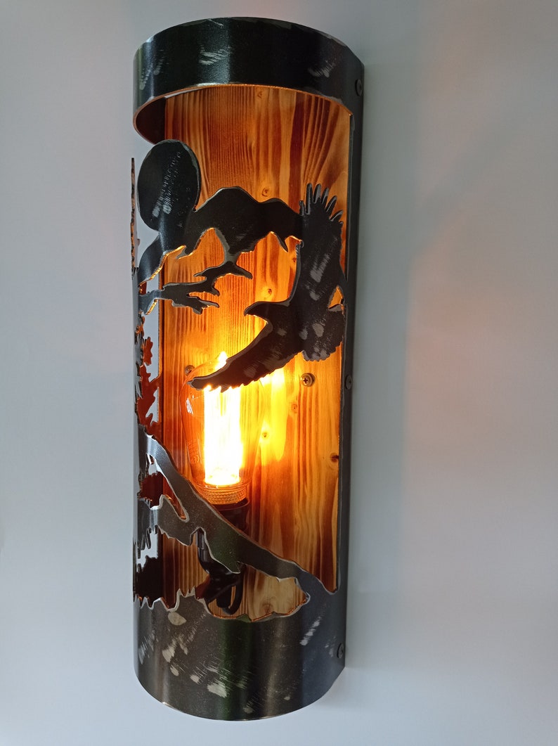 Rustic Wall Light - Eagle - Cabin Sconce - Log House Lighting - Lodge ...
