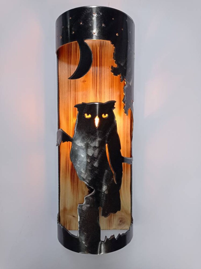 Rustic Wall Light Owl Cabin Sconce Log House Lighting - Etsy