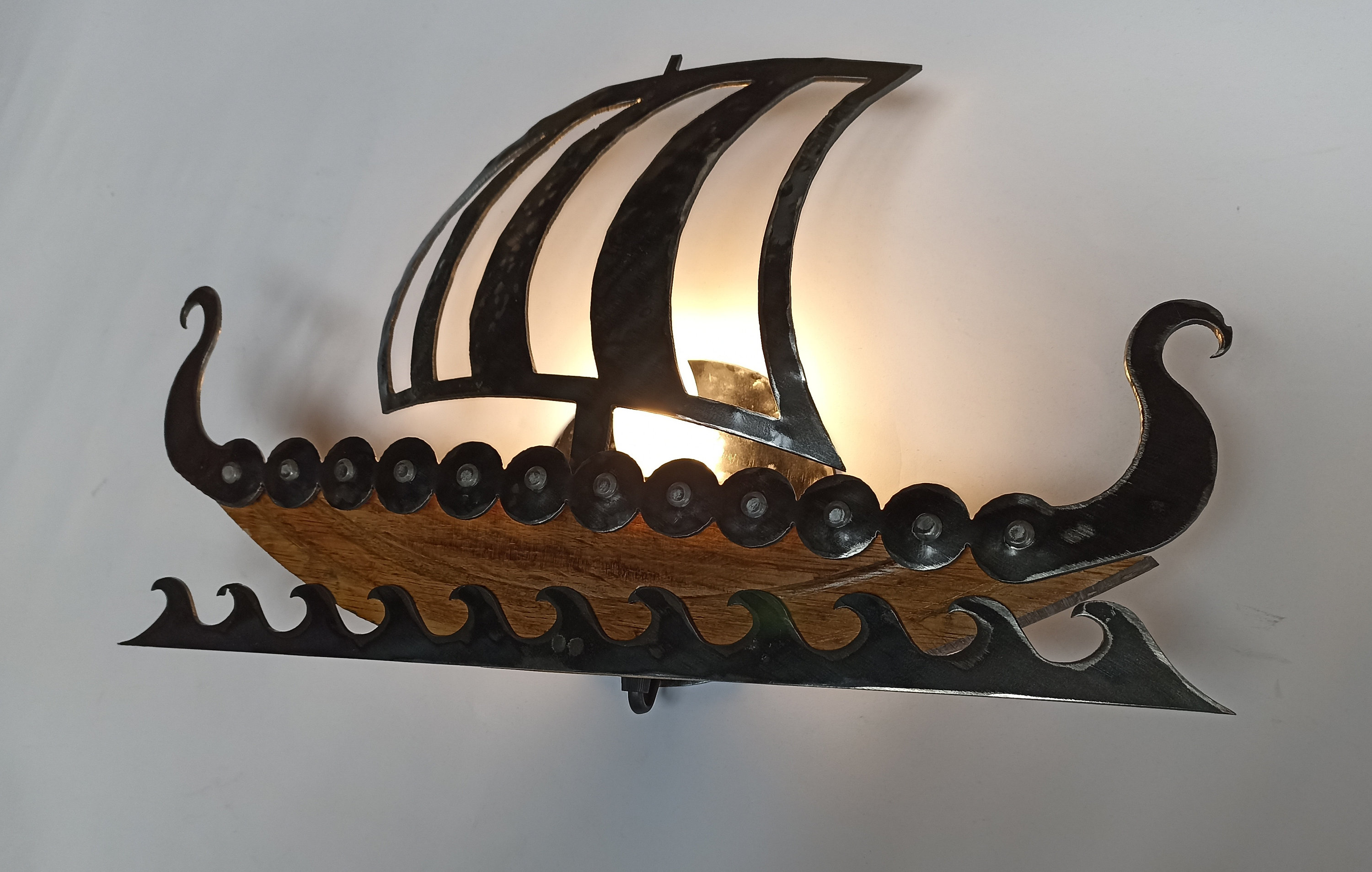 Wall Lamp Viking Ship Wood and Metal Wall Light Sconce - Etsy