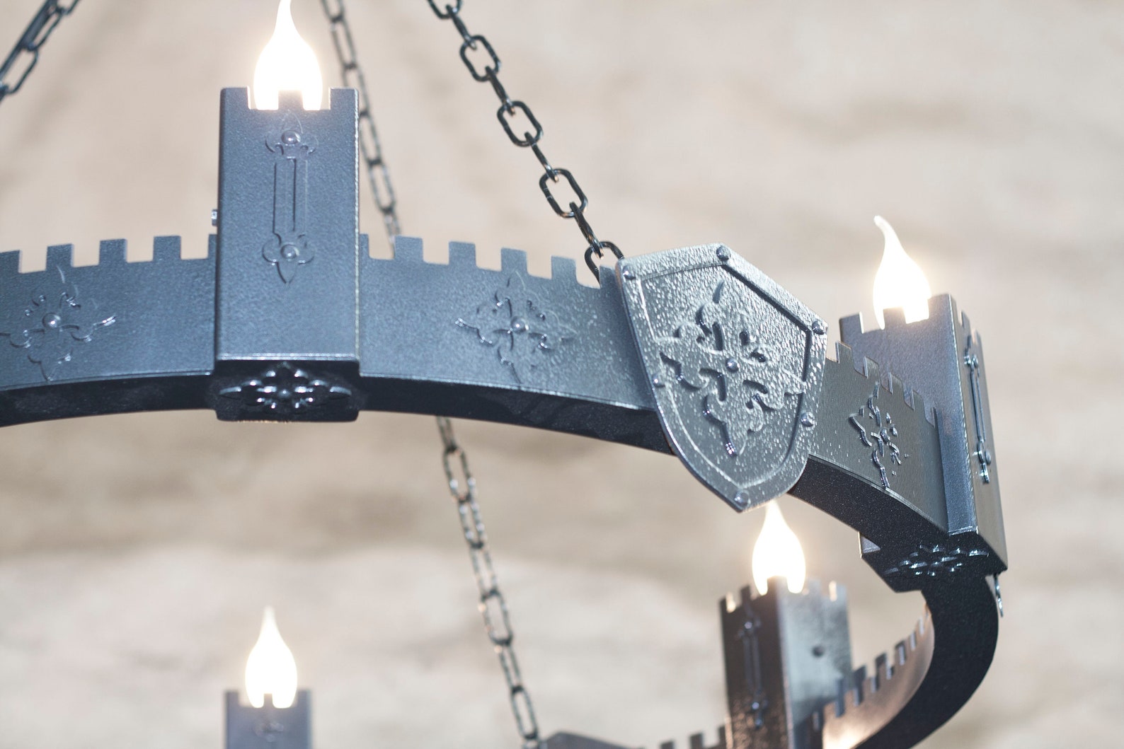 Medieval Castle Iron Chandelier - Black Six-light Ceiling Fixture - Etsy