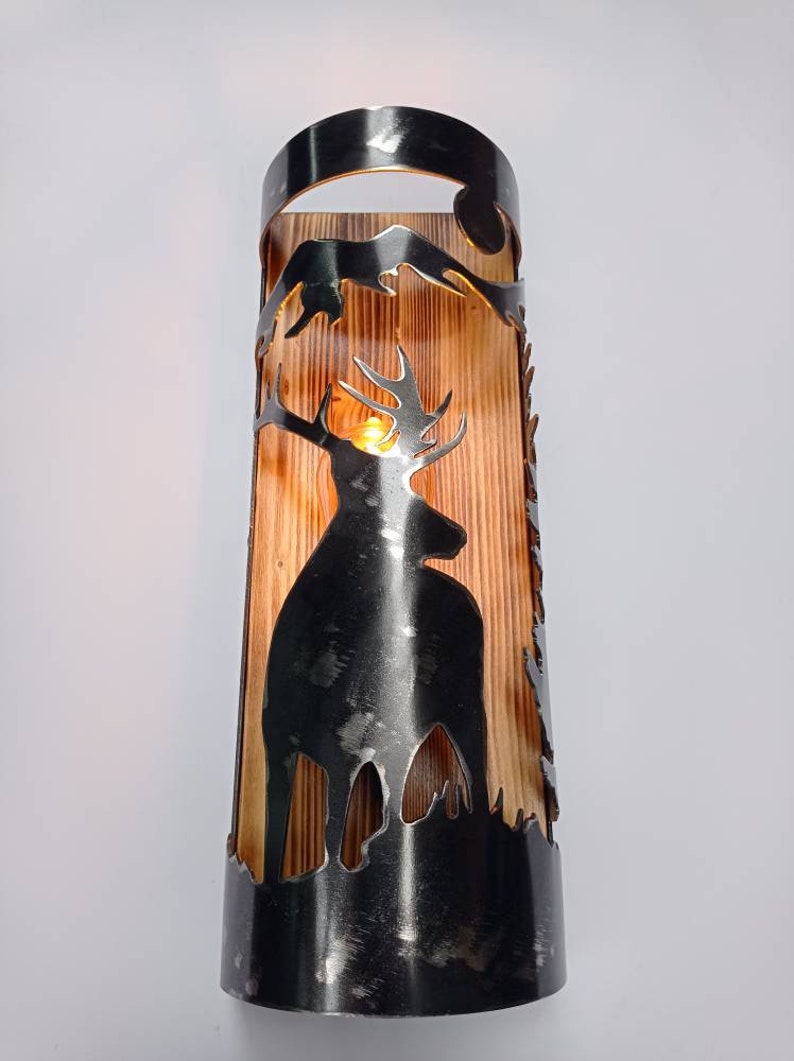 Rustic Wall Light Deer Cabin Sconce Log House Lighting | Etsy