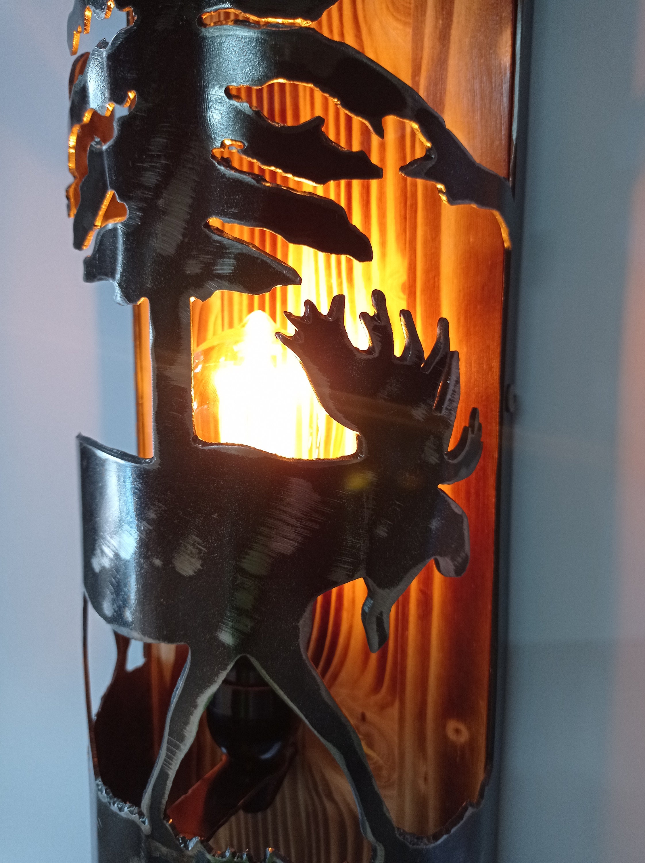 Rustic Wall Light - Moose - Cabin Sconce - Log House Lighting - Lodge ...