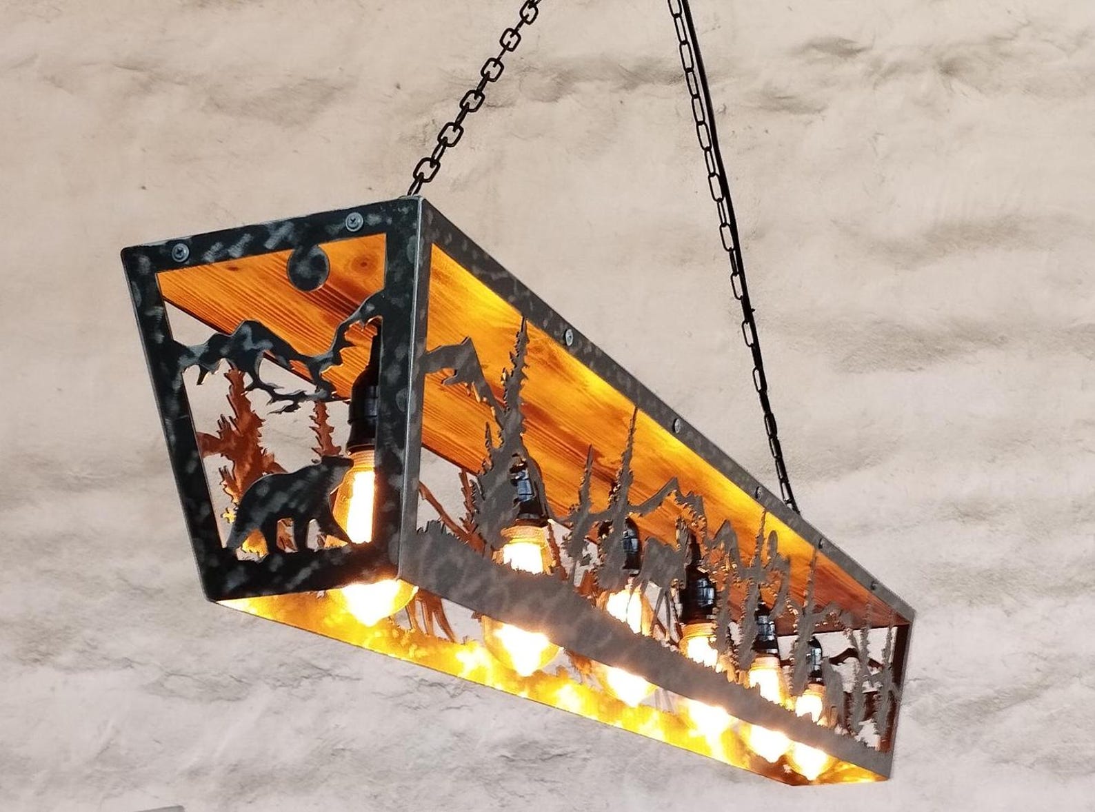 Cabin Ceiling Light, Moose and Bear, Pendant Lighting Fixture, Cabin ...