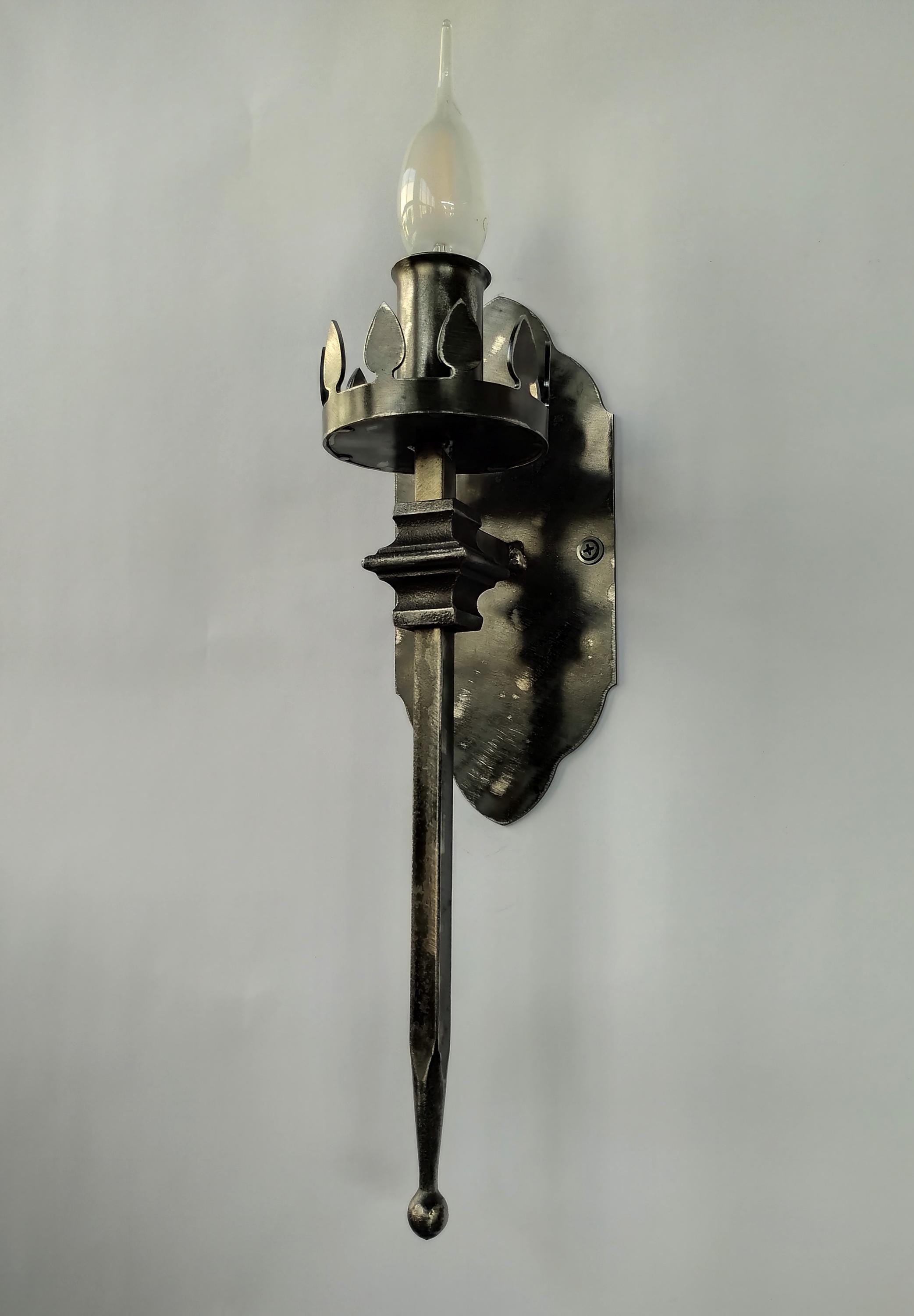 Medieval Castle Torch Sconce – Iron Wall Light - Wrought Iron Lighting ...