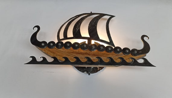 Wall Lamp Viking Ship Wood and Metal Wall Light Sconce - Etsy