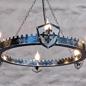 Medieval Iron Chandelier: Rustic Castle Lighting, Six Lights - Etsy
