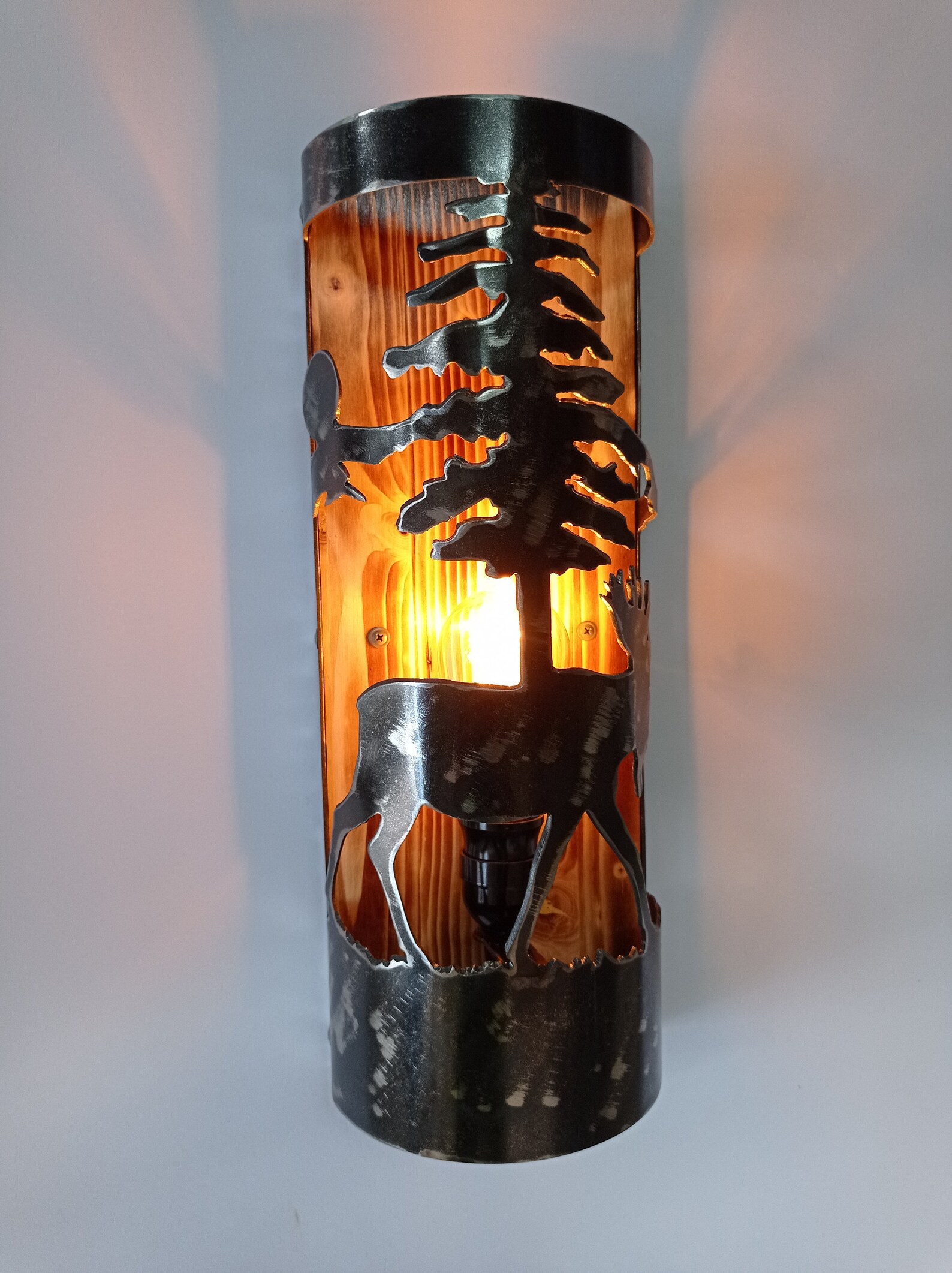 Rustic Wall Light - Moose - Cabin Sconce - Log House Lighting - Lodge ...