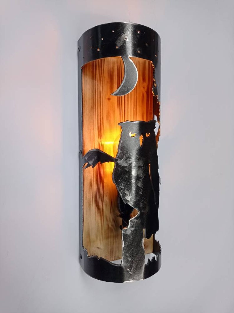 Rustic Wall Light Owl Cabin Sconce Log House Lighting - Etsy