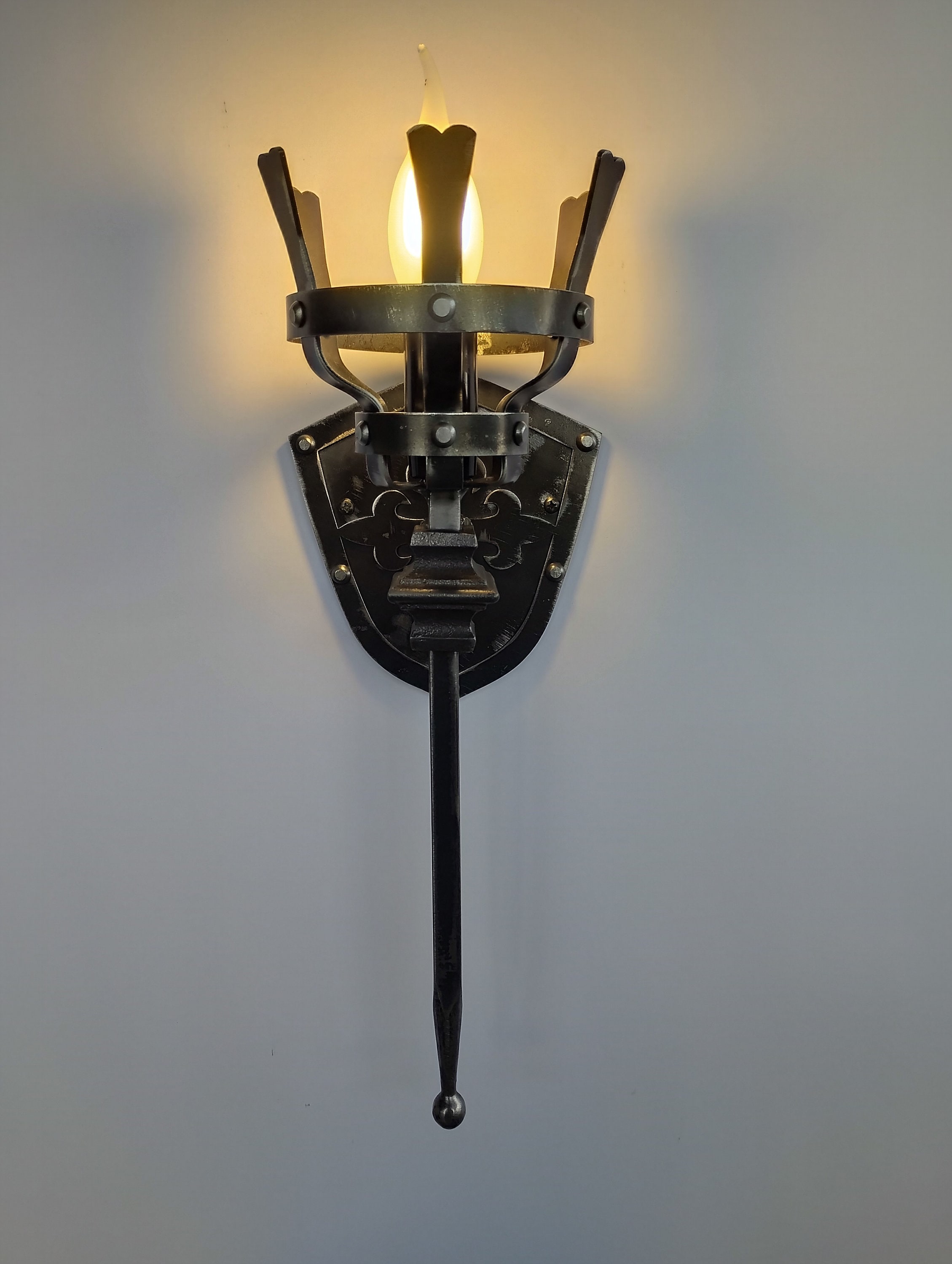 Castle Torch Sconce. Iron Medieval Style Wall Light - Etsy