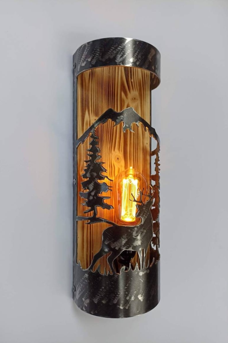 Rustic Wall Light - Whitetail Deer - Cabin Sconce - Log House Lighting - Lodge Lights - Etsy