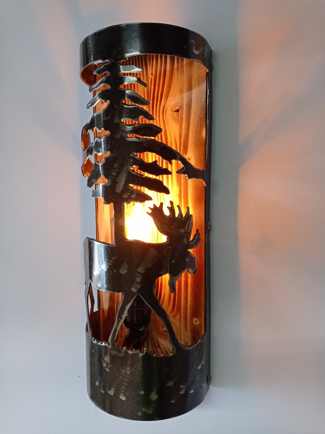 Rustic Wall Light - Moose - Cabin Sconce - Log House Lighting - Lodge ...