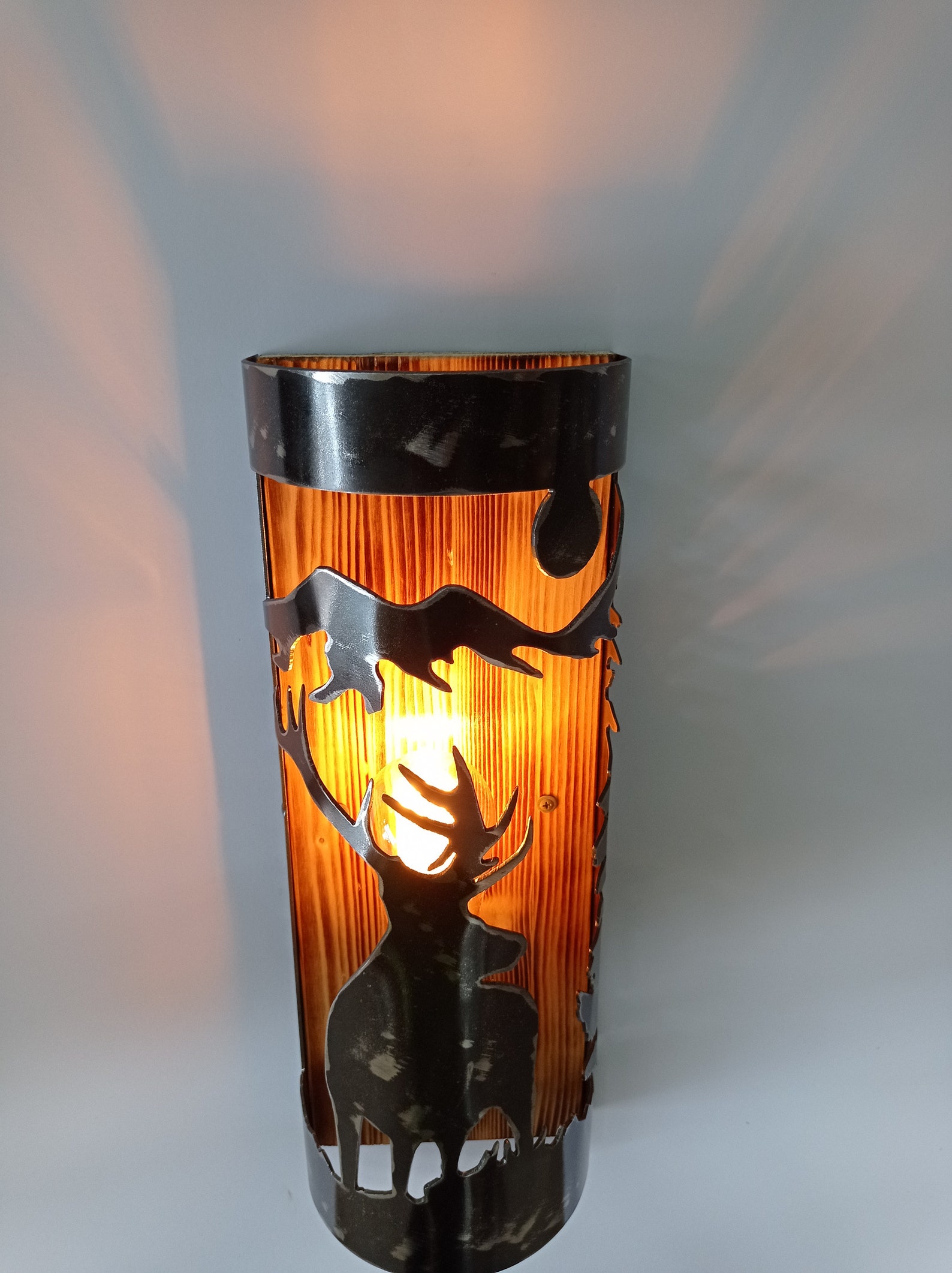 Rustic wall light Deer Cabin sconce Log House Lighting | Etsy