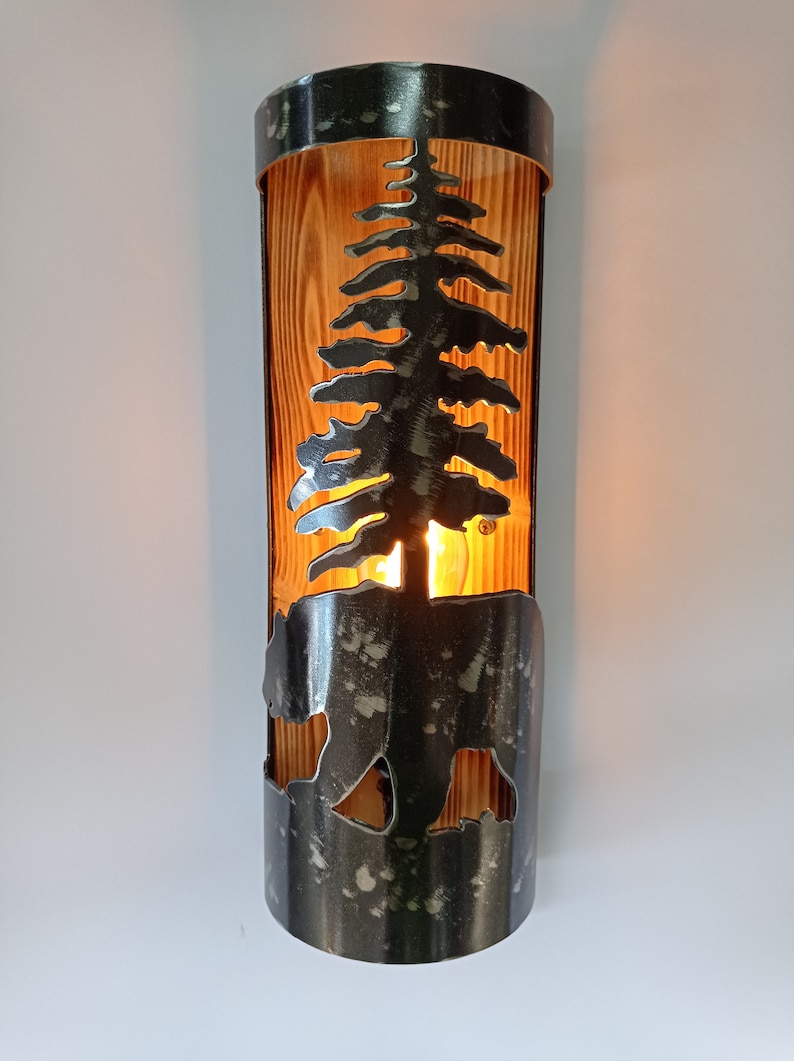 Rustic Wall Light - Bear- Cabin Sconce - Log House Lighting - Lodge ...