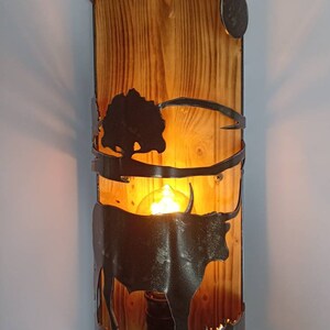 Rustic Wall Light - Longhorn - Cabin Sconce - Log House Lighting ...