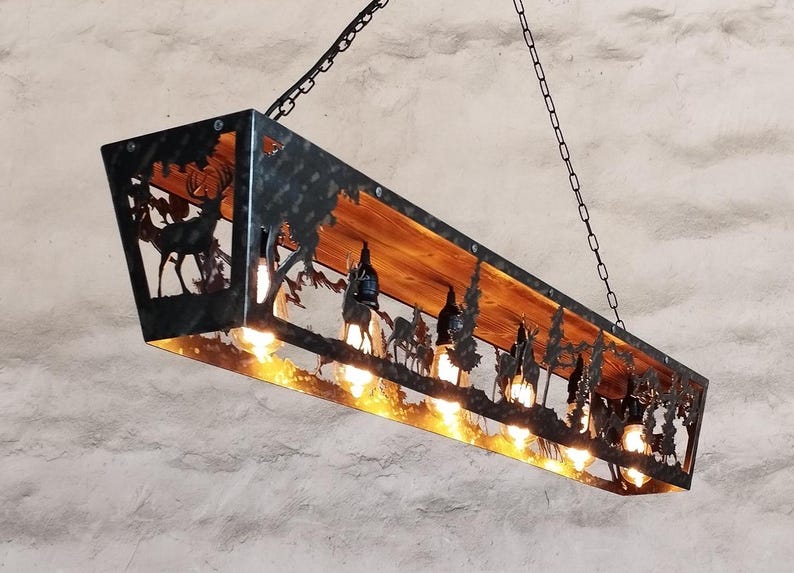 Pendant Lighting Fixture - Wildlife Cabin Ceiling Light - Deer - Rustic ...