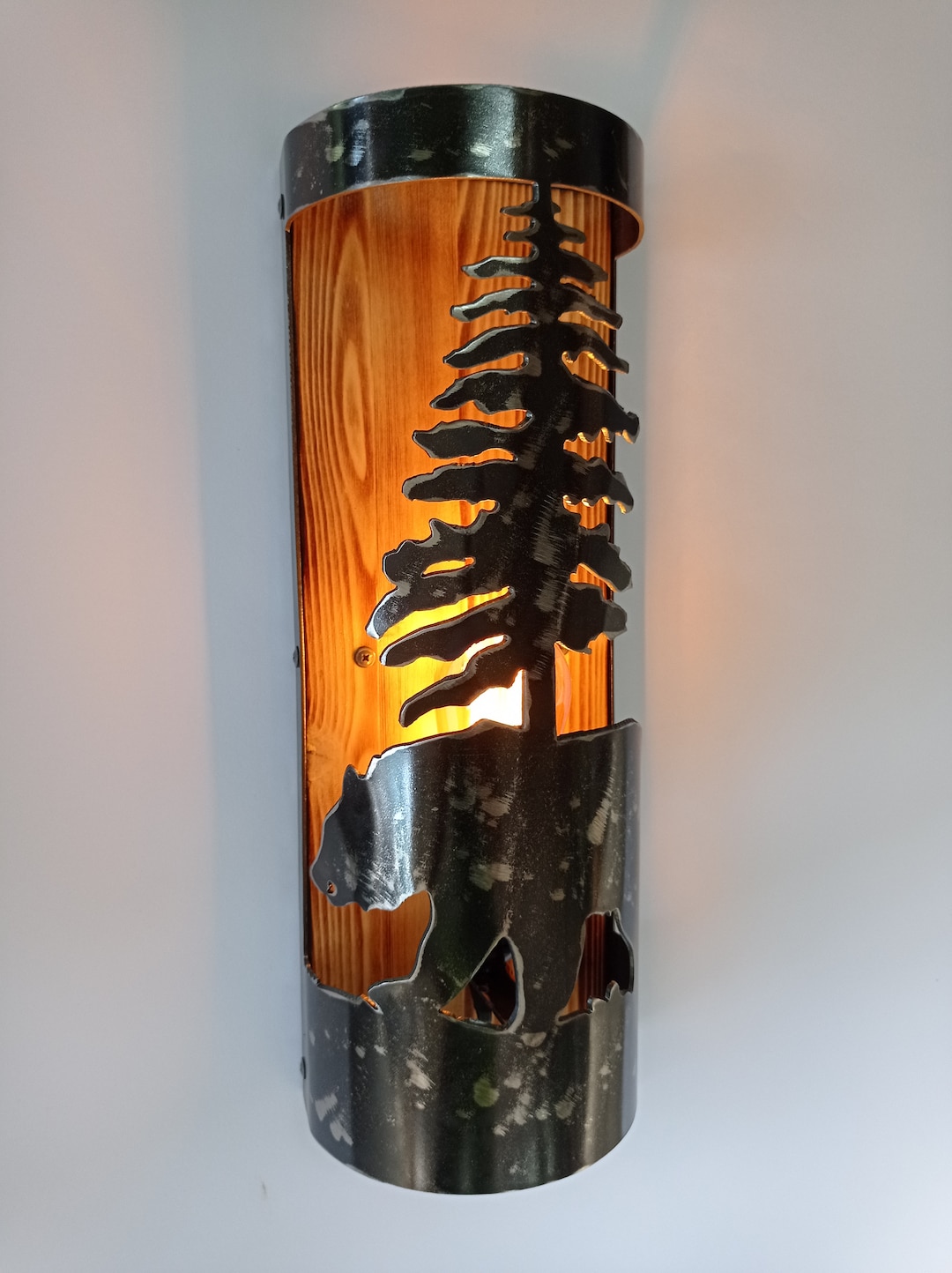 Rustic Wall Light - Bear- Cabin Sconce - Log House Lighting - Lodge ...