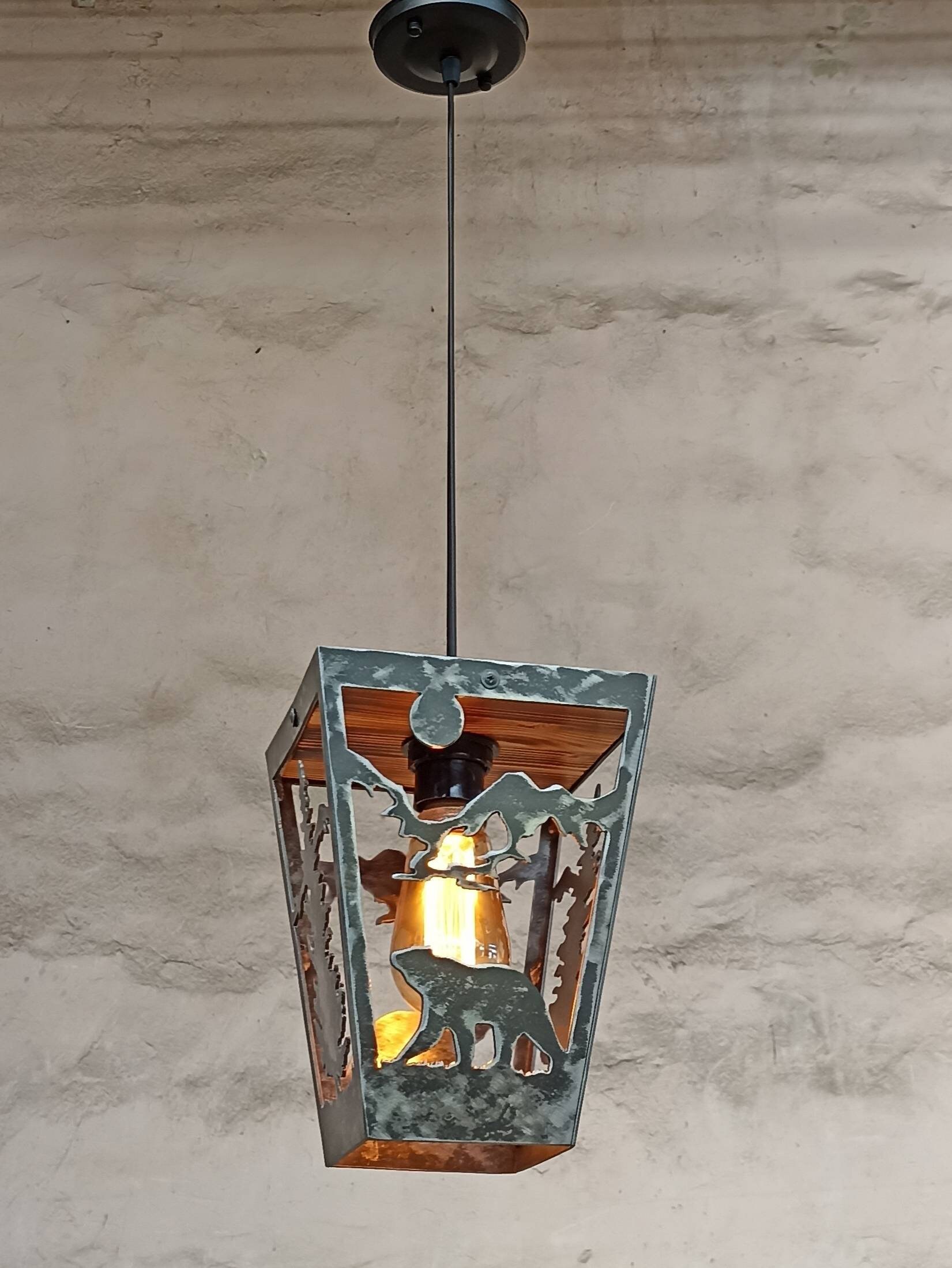 Rustic Pendant Light Bear Cabin Ceiling Lights Log House - Etsy