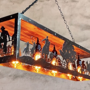 Western Ceiling Lights. Rustic Light Fixture. Cowboys and Cattle - Etsy