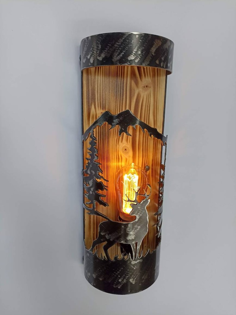 Rustic Wall Light - Whitetail Deer - Cabin Sconce - Log House Lighting ...