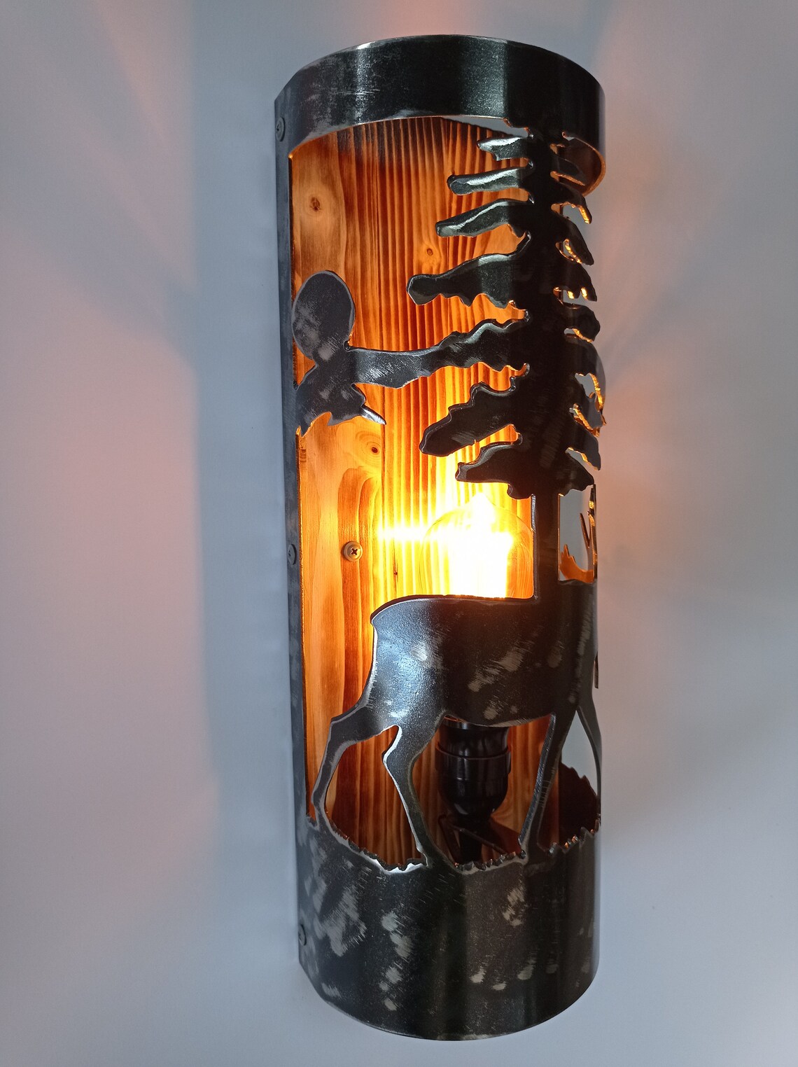 Rustic Wall Light - Moose - Cabin Sconce - Log House Lighting - Lodge ...