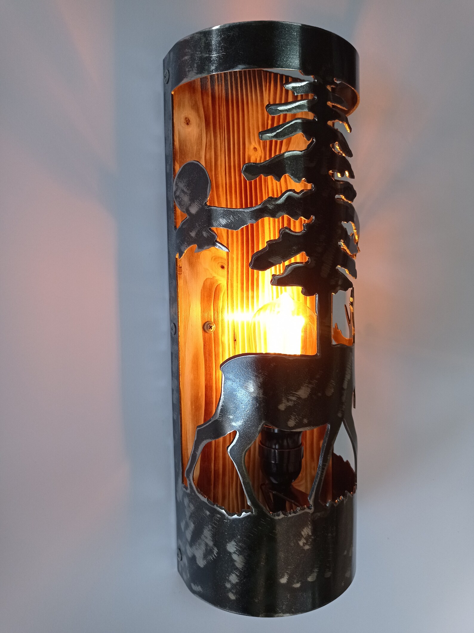 Rustic Wall Light - Moose - Cabin Sconce - Log House Lighting - Lodge ...